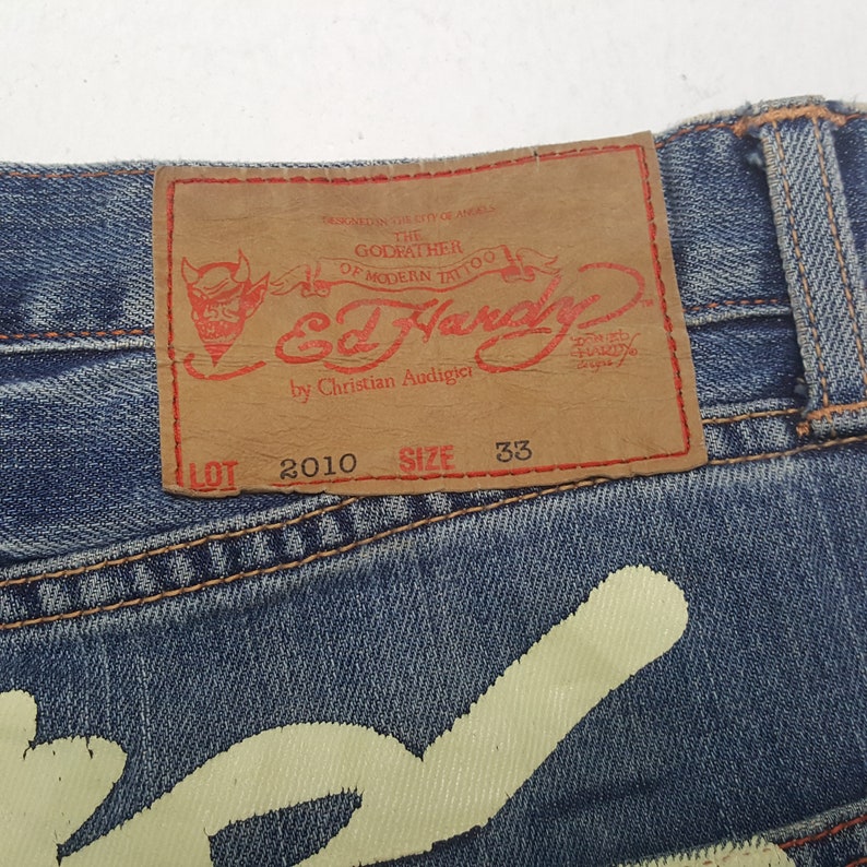 Vintage Ed-hardy Christian Audigier Embroidery Design Jean - Etsy