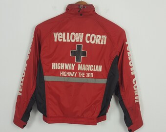 Vintage 90s Yellow Corn NHRA Bikers Sledge Hammer Racing Team Jacket ...