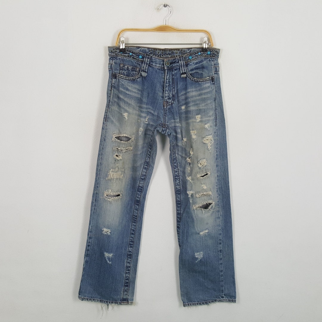 Vintage STREETWEAR Japanese Fashion Distressed Jeans - Etsy