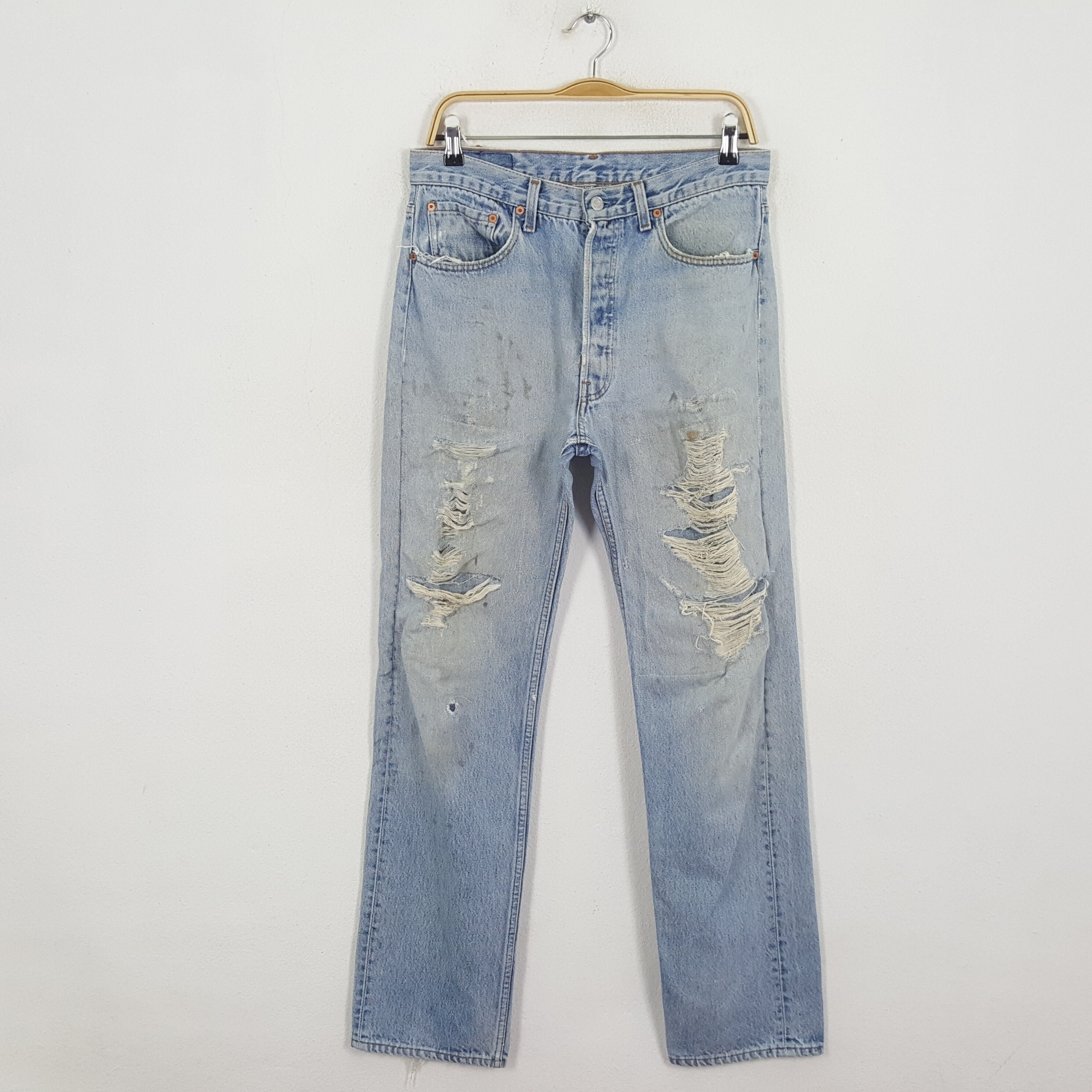 Vintage LEVI'S 501 Kurt Cobain Style Distressed Jeans - Etsy