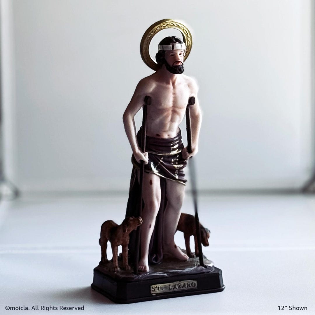 Saint Lazarus Resin Statue - 12" Catholic Figurine | San Lazaro, Figura ...