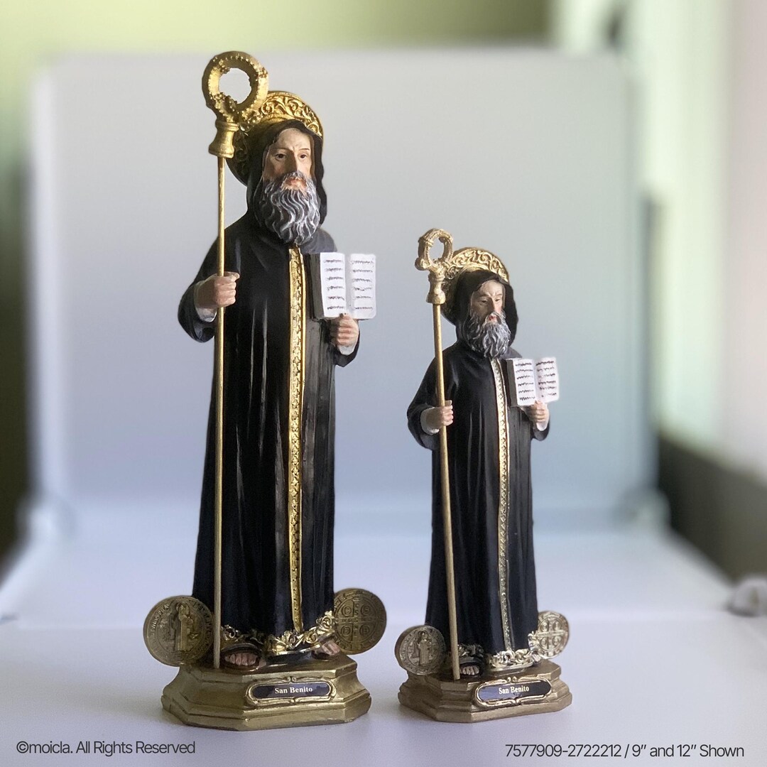 Saint Benedict Resin Statue - Catholic Figurine. Estatua San Benito De ...