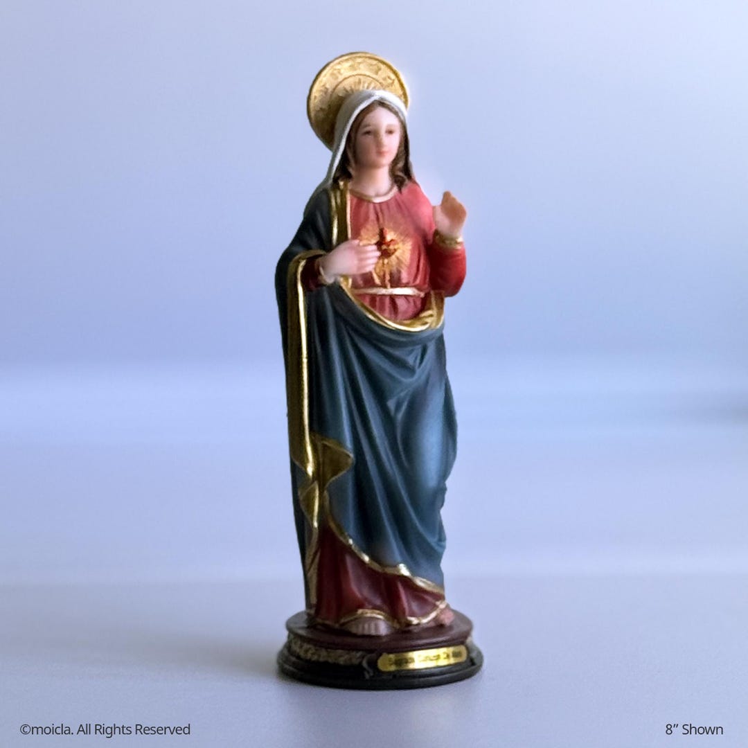 Immaculate Heart of Mary Resin Statue – 8" Catholic Statue – Sacred ...