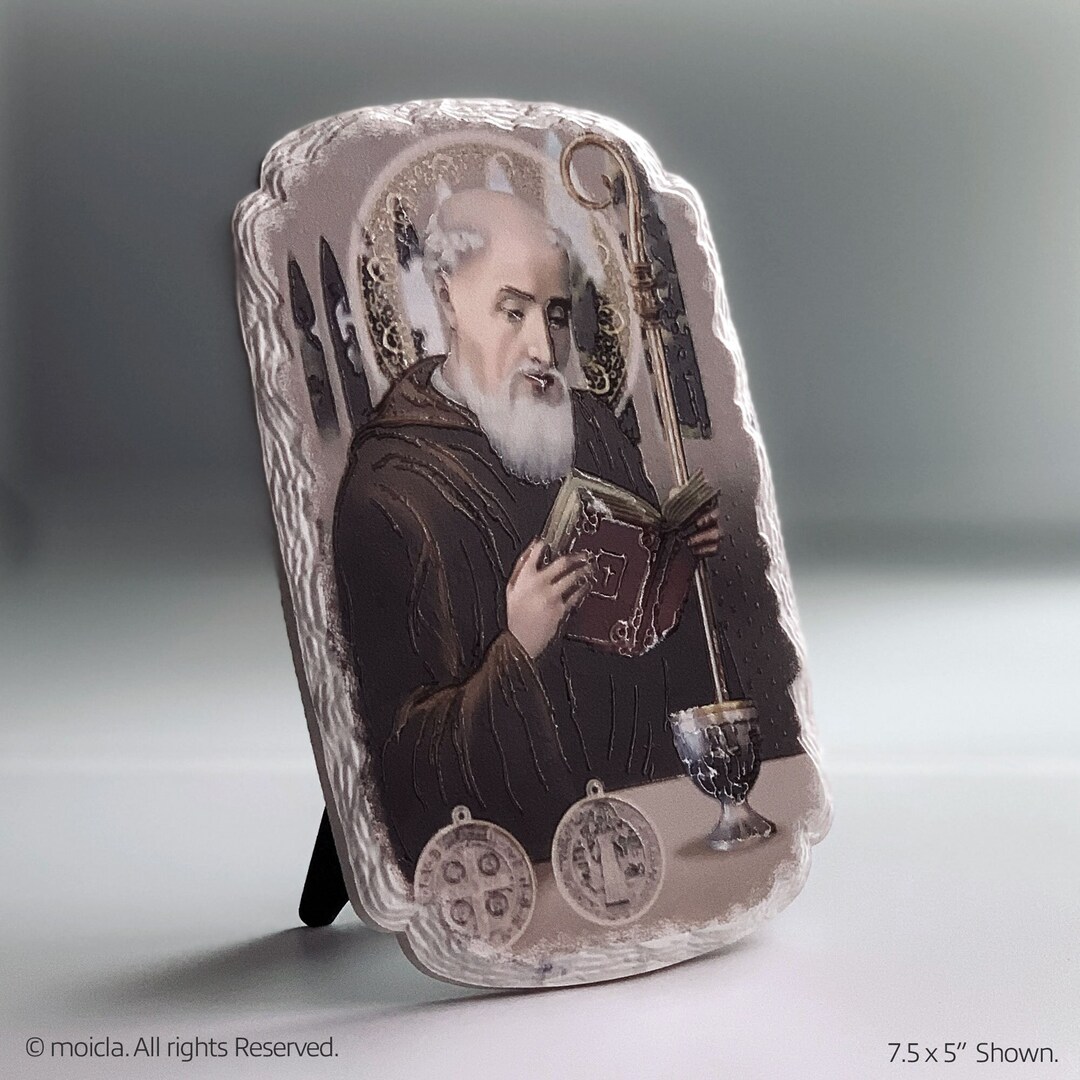 Saint Benedict Image – 7.5″ Catholic Resin Tile Frame by Moicla - Etsy