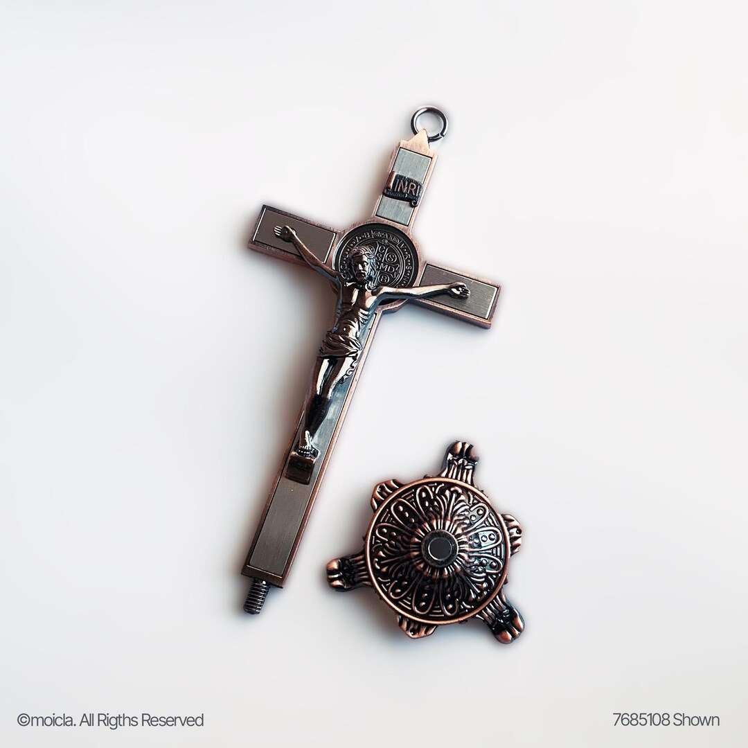 Saint Benedict Crucifix With Stand - 8 Inch Catholic Cross. Crucifijo ...