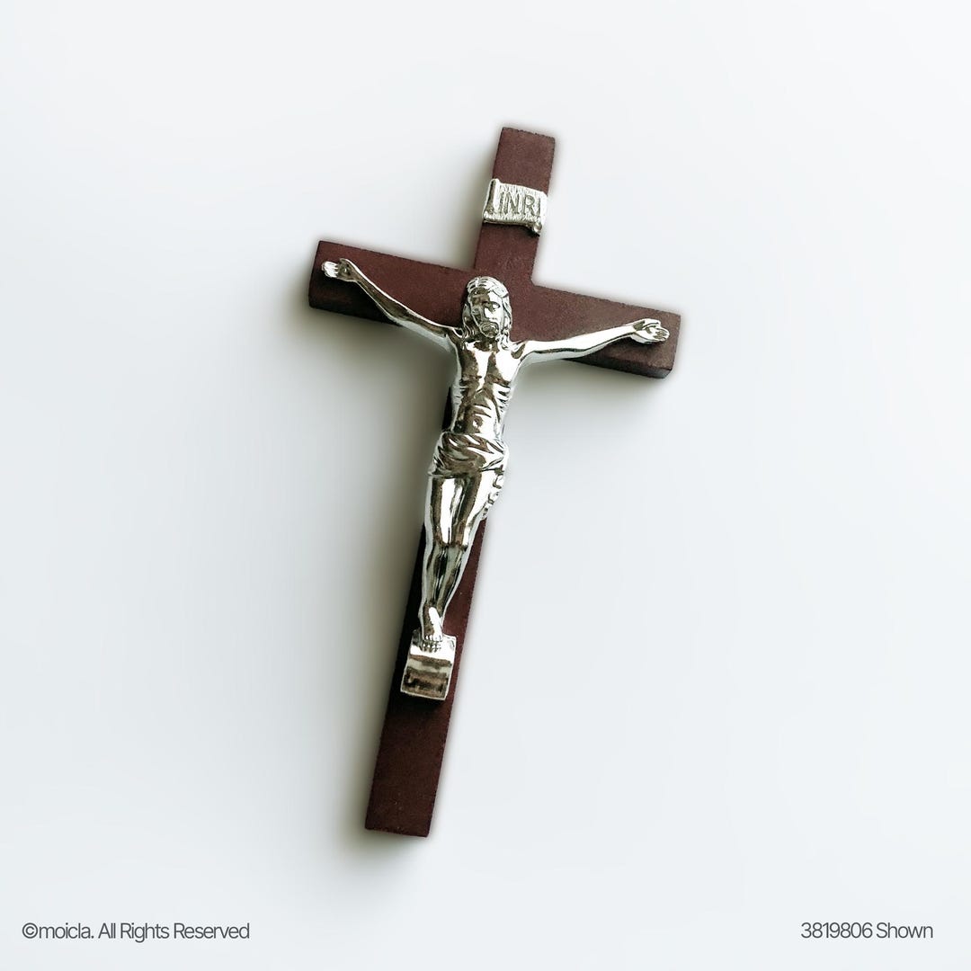 6 Inch Crucifix Red Tone – Wall Hanging Catholic Cross, Cruz Catolica ...