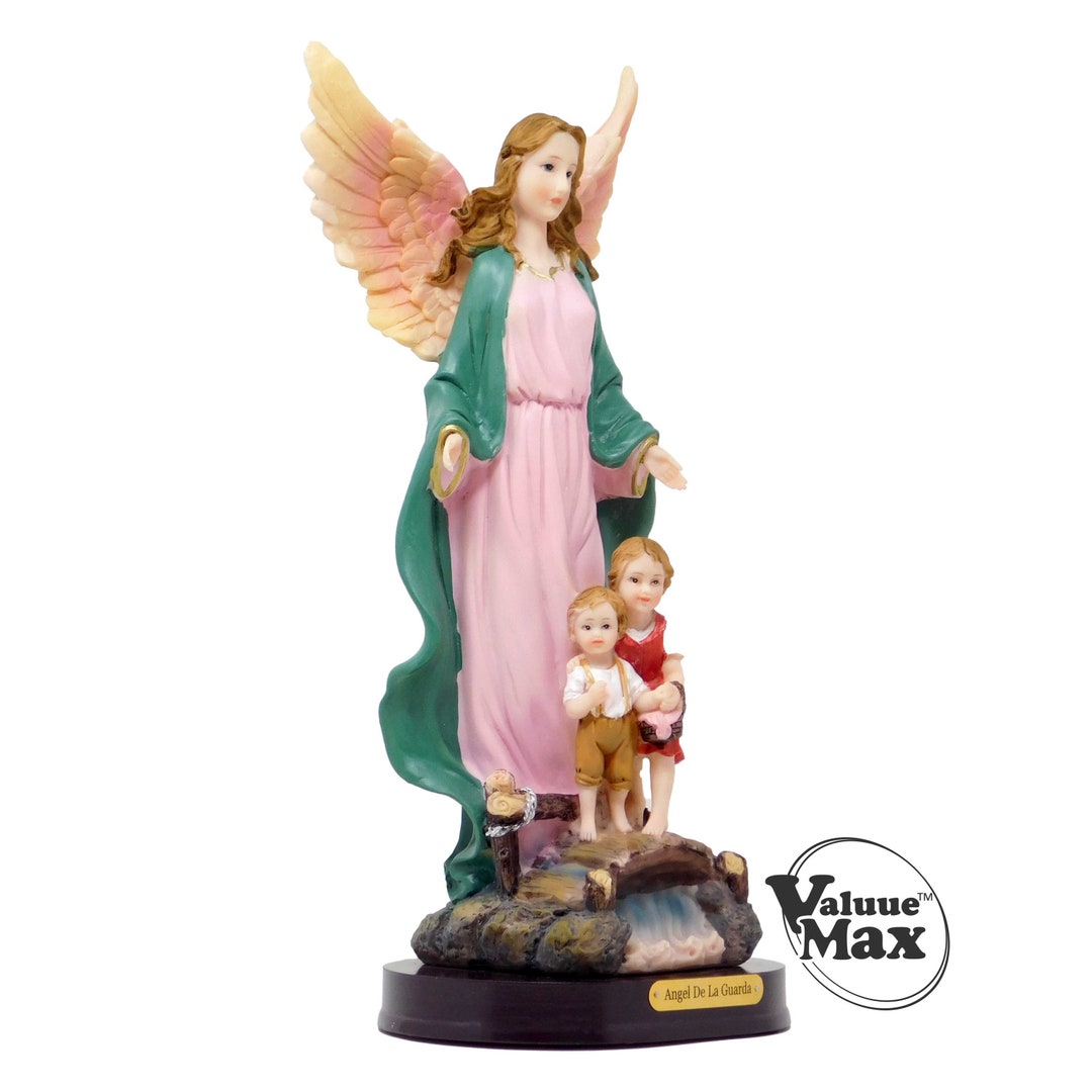 Guardian Angel Resin Statue - Angel De La Guarda, 12 Inch Catholic ...