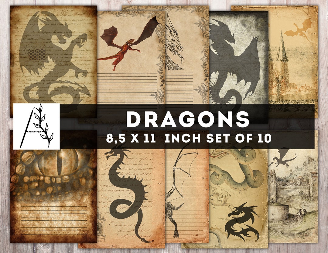 Ancient Dragons Junk Journal, Dragons Paper Pack, Magical Ephemera Pack ...
