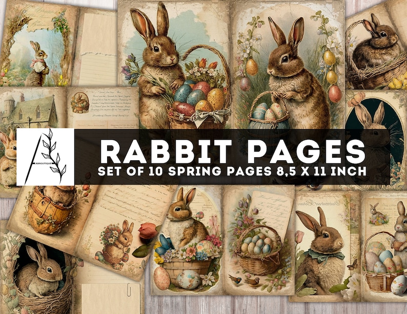 Fairy Rabbit Printable Kit, Bunny Junk Journal, Spring, Easter, Fussy ...