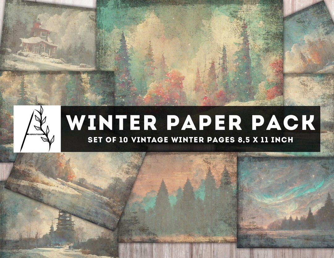 Winter Paper Pack, Vintage Winter Pages, Winter Junk Journal ...
