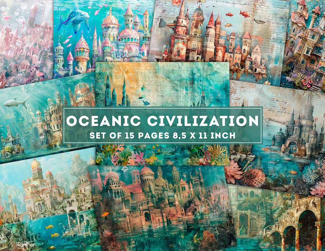 Oceanic Civilization, Junk Journal, Ocean Papers, Seascape Pages, Sea ...
