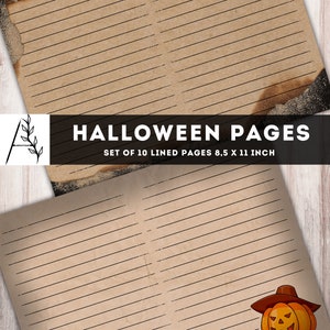 Halloween Lined Paper, Halloween Junk Journal, Vintage Notebook Pages ...