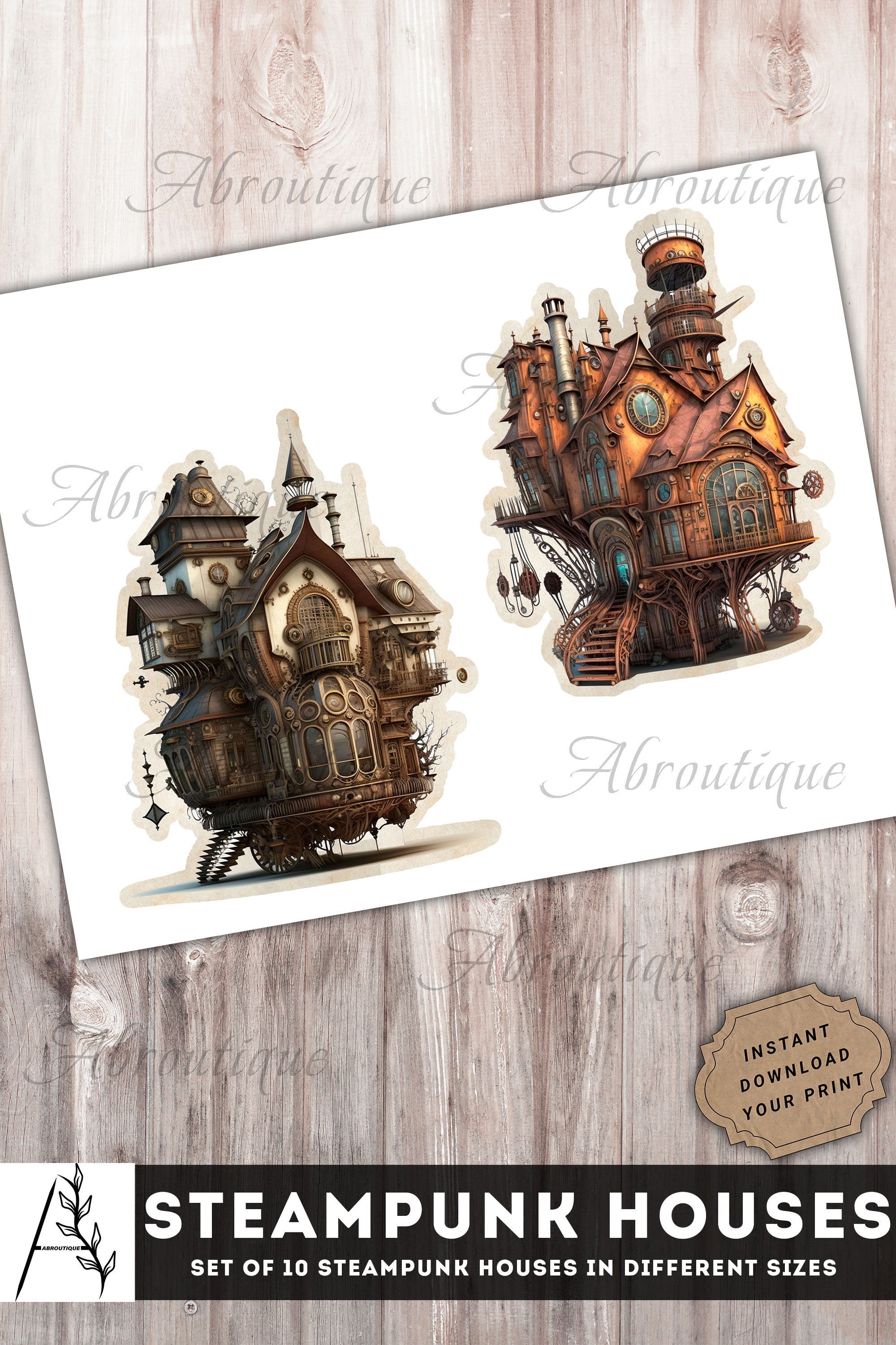 Steampunk Houses Printables Steampunk Junk Journal Steampunk - Etsy