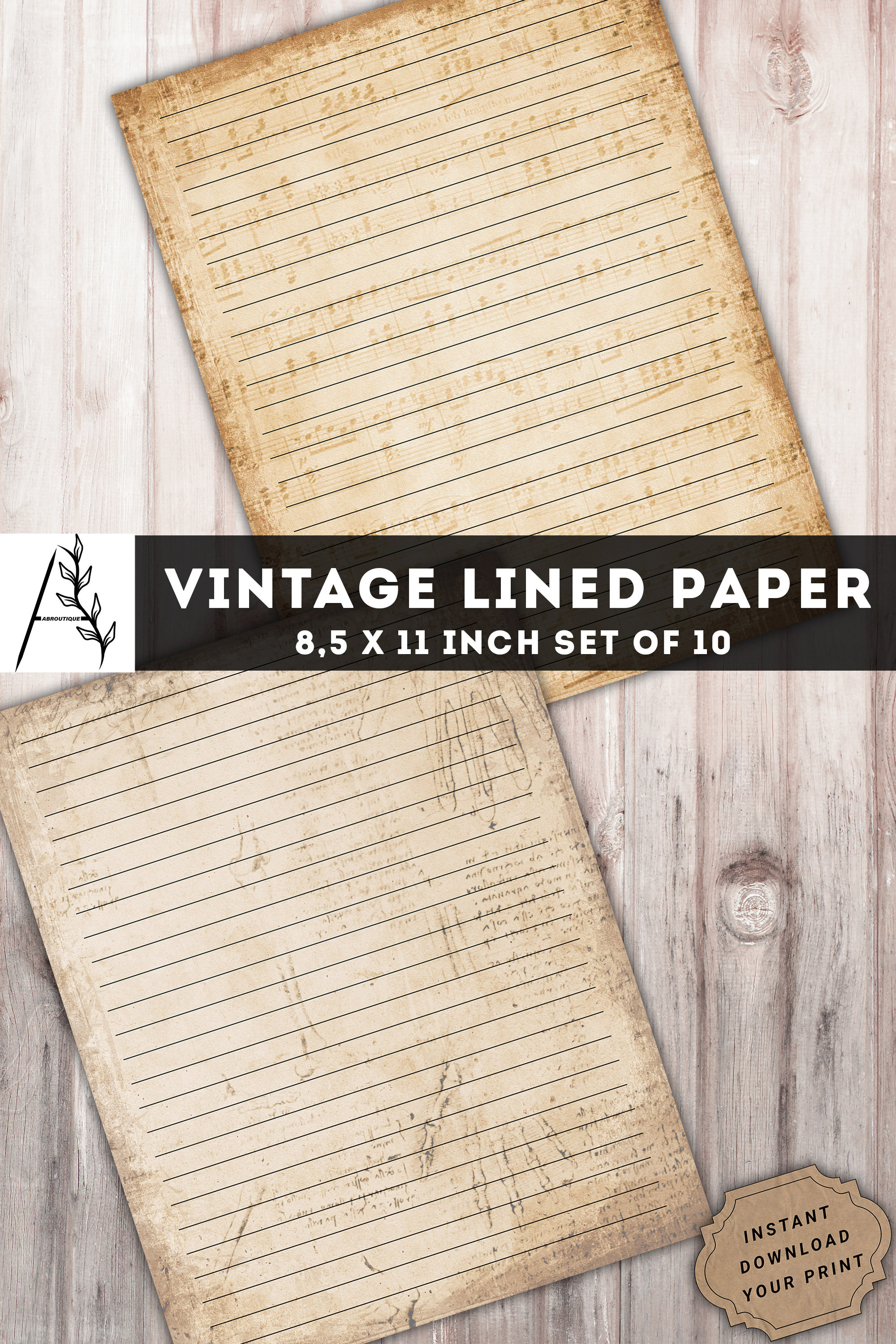 Vintage Lined Paper Vntage Digital Pages Writing Paper Set - Etsy