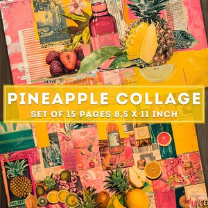 Pineapple Collage, Junk Journal Kit, Colorful Vintage Exotic Fruit ...