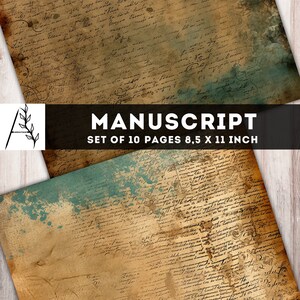 Ancient Manuscript Paper Pack, Junk Journal With Old Lettering, 10 JPG ...