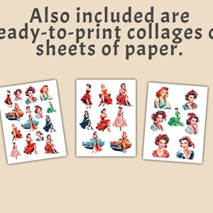 Pinup Girls Clipart, 15 PNG Vintage Girls Bundle, Junk Journal ...