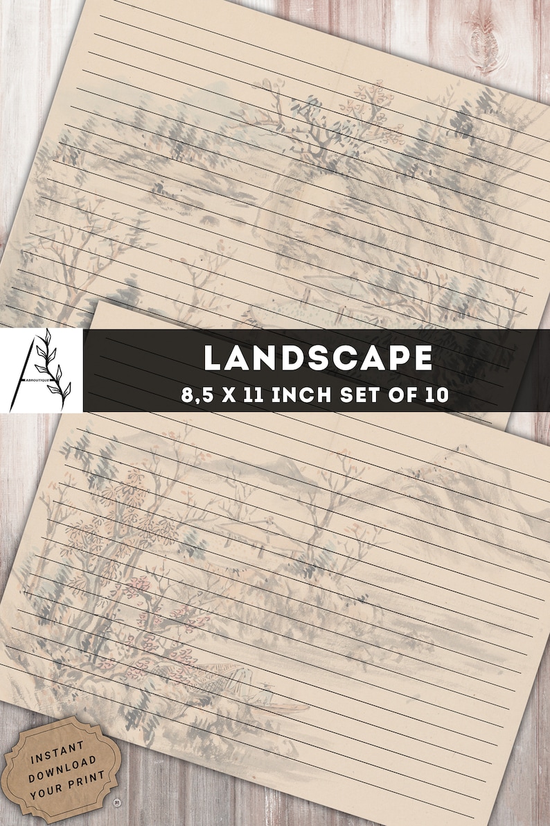 Landscape Lined Pages Blank Lined Paper With Mountains Lined - Etsy