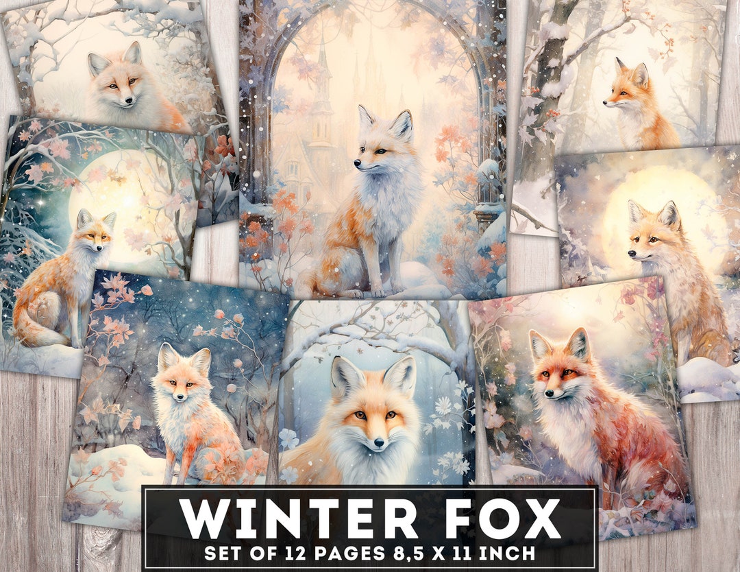 Winter Fox Paper, Winter Animals Junk Journal Kit, Christmas Digital ...