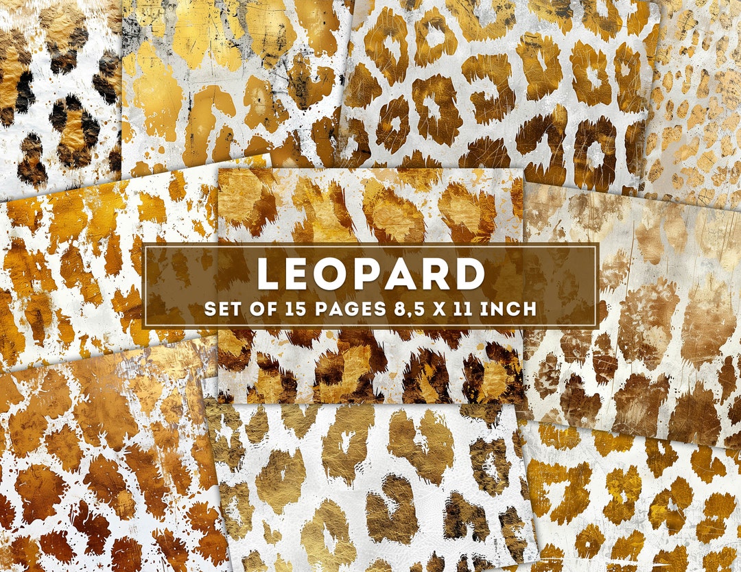 Leopard Digital Paper, Gold Leopard Spots, Animal Print, Junk Journal ...