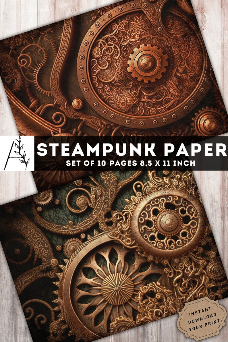 Steampunk Paper Pack Steampunk Printables Steampunk Junk - Etsy