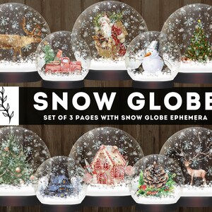 Printable Snow Globe, Junk Journal Insert, Fussy Cut Glass Snowball ...