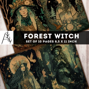Forest Witch Junk Journal Kit, Witchy Paper Pack, 10 JPG Digital Pages ...