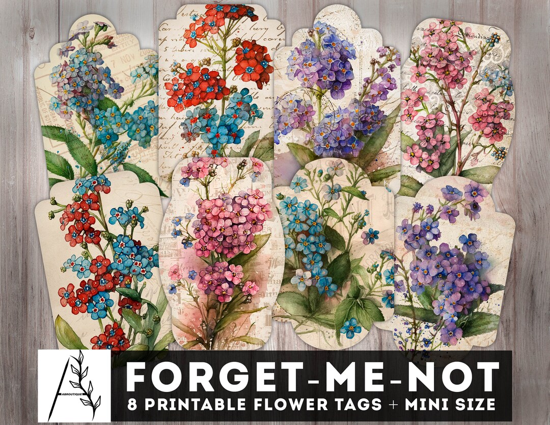 Forget-me-not Tags Floral Journaling Labels Junk Journal - Etsy