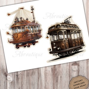 Printable Steampunk Train, Steampunk Junk Journal, Steampunk Tram ...
