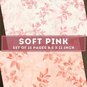 Soft Pink Flowers Digital Paper, Watercolor Scrapbook Papers, Junk ...