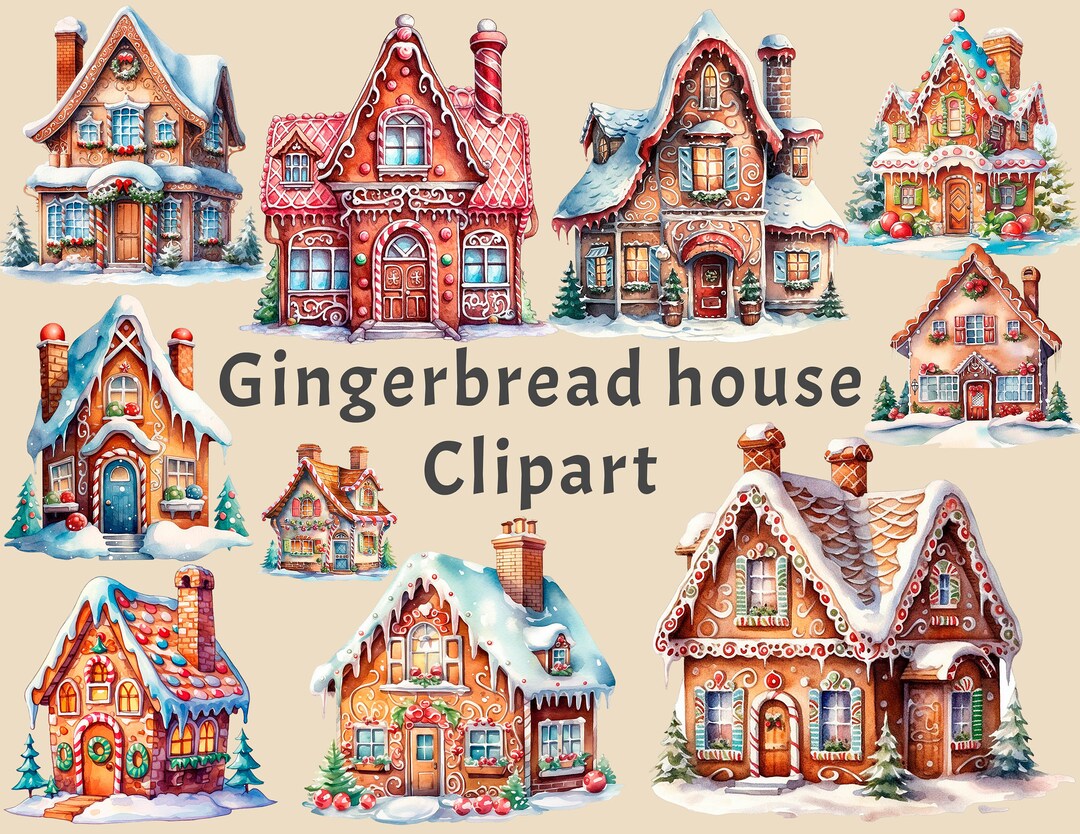 Gingerbread House Clipart, 18 PNG Christmas Bundle, Junk Journal ...