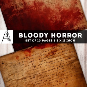 Bloody Horror Paper, Halloween Junk Journal Kit, 10 JPG + PDF Digital ...
