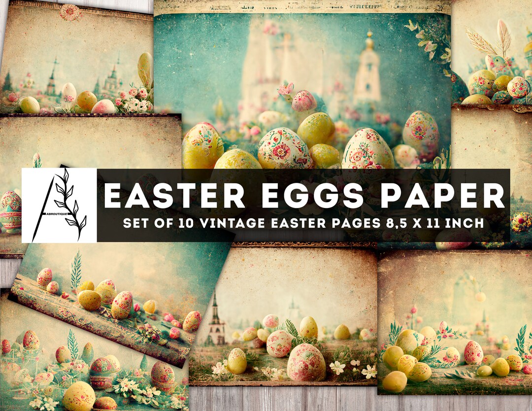 Easter Eggs Paper Pack, Vintage Easter Pages, Spring Printables, Easter ...