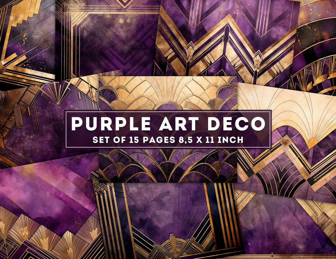 Purple Art Deco Digital Paper, Violet Art Deco, Junk Journal Kit ...