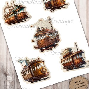 Printable Steampunk Train, Steampunk Junk Journal, Steampunk Tram ...