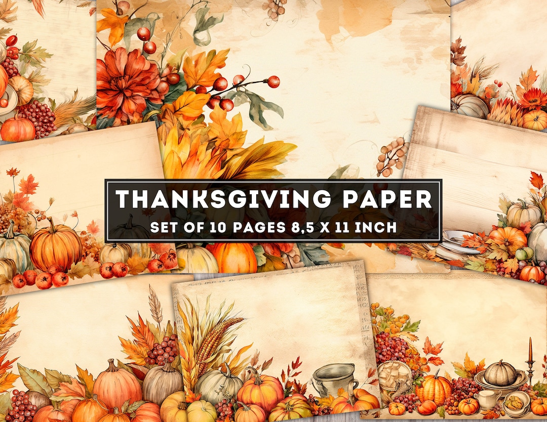 Thanksgiving Paper, Pumpkins Digital Paper, Thanksgiving Day, 10 JPG ...