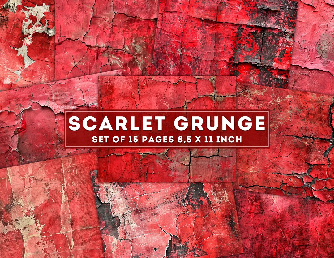 Scarlet Grunge Digital Paper, Steampunk Paper, Junk Journal Kit ...