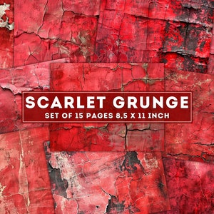 Scarlet Grunge Digital Paper, Steampunk Paper, Junk Journal Kit ...