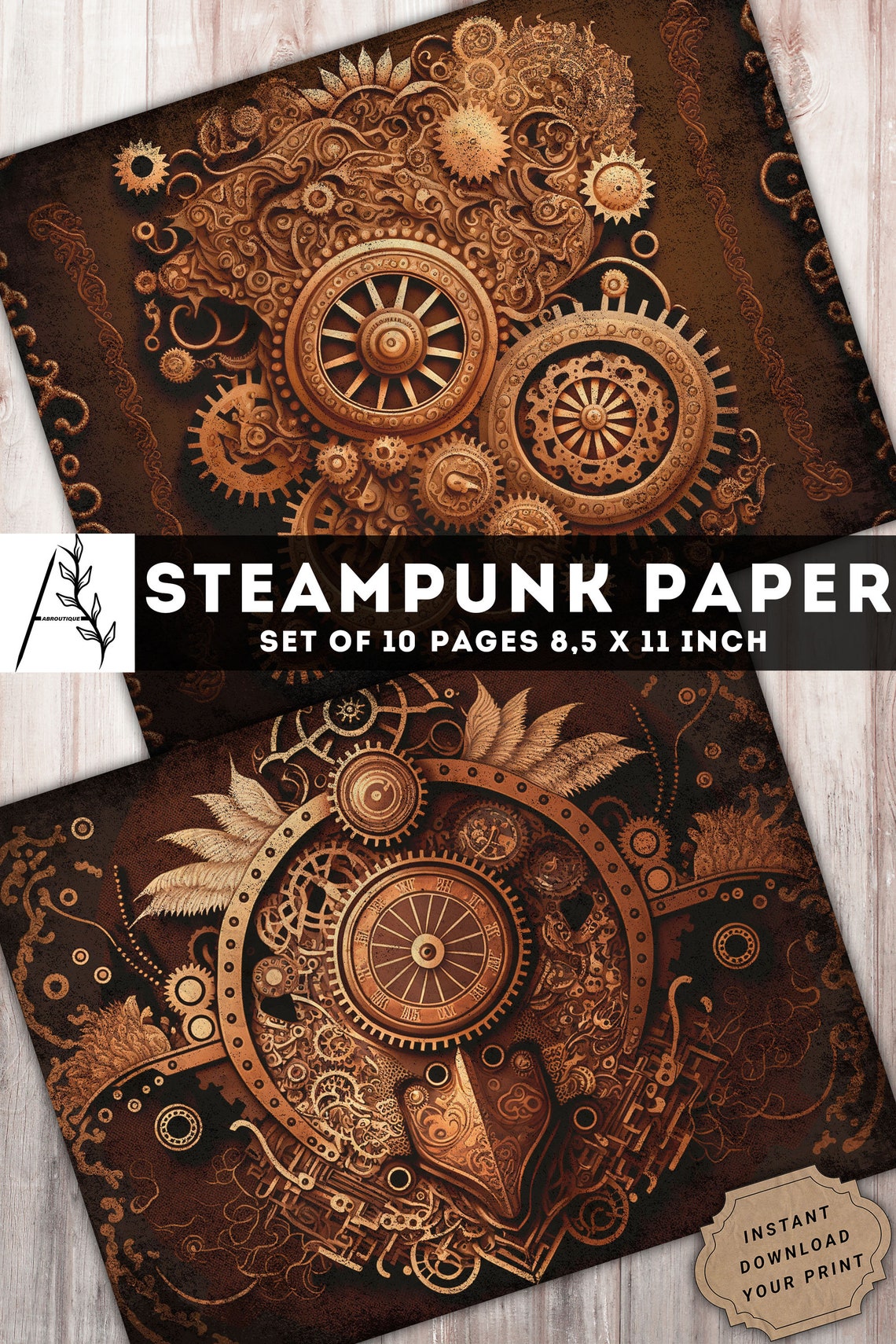 Steampunk Paper Pack, Steampunk Printables, Steampunk Junk Journal, Old ...