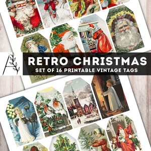 Victorian Christmas Tag, Xmas Junk Journal, Holiday Labels, Santa Claus ...