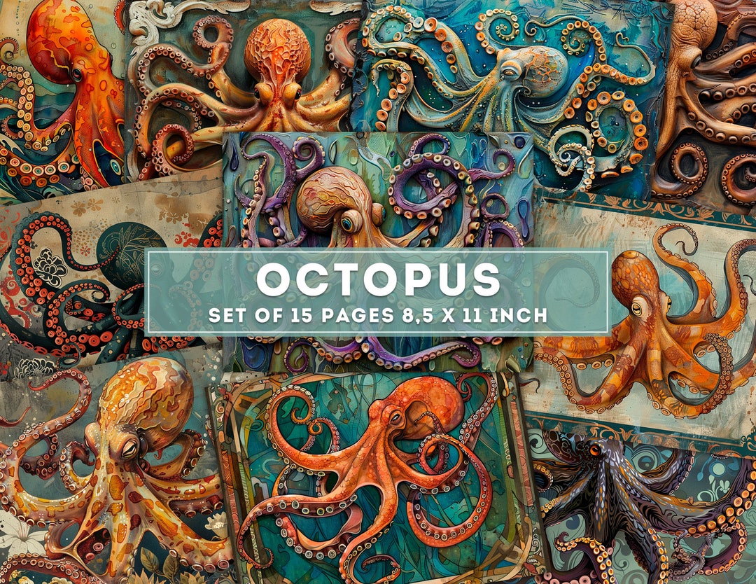 Octopus Collage, Junk Journal, Nautical Pages, Sea, Marine, Ocean ...