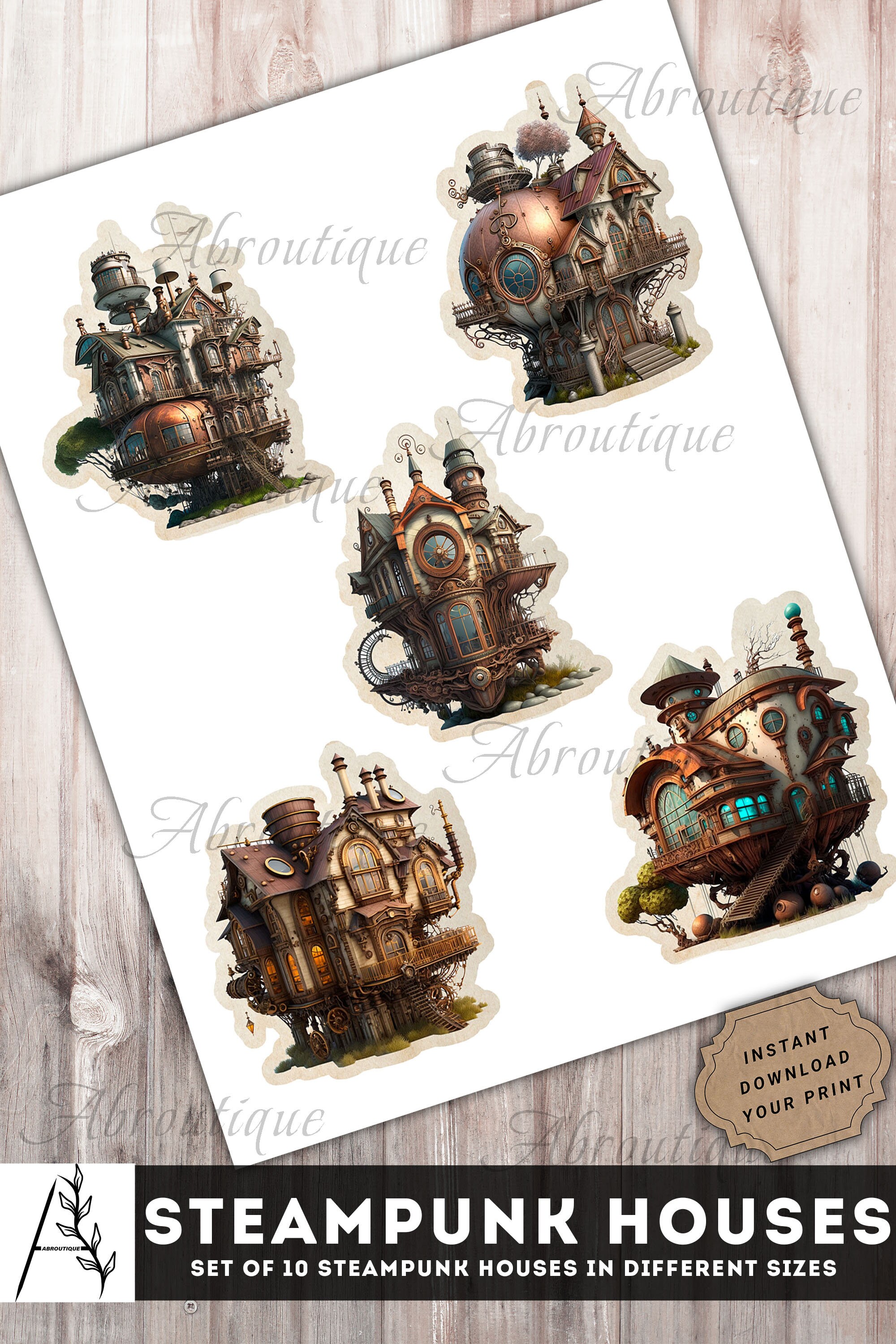 Steampunk Houses Printables Steampunk Junk Journal Steampunk - Etsy UK