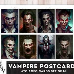 Vampire Cards, Vampires Junk Journal, Vampire Ephemera, Printable ATC ...