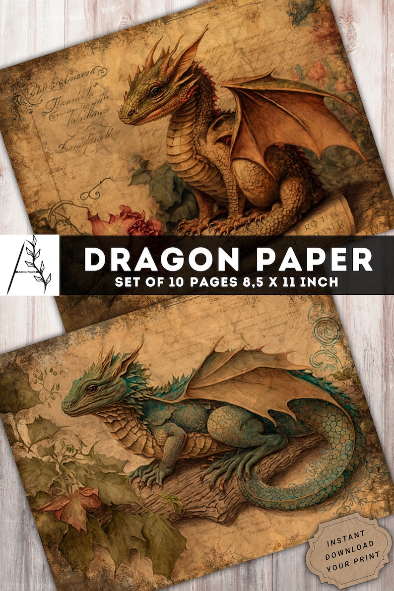 Dragons Paper Kit Dragon Printables Dragons Junk Journal - Etsy