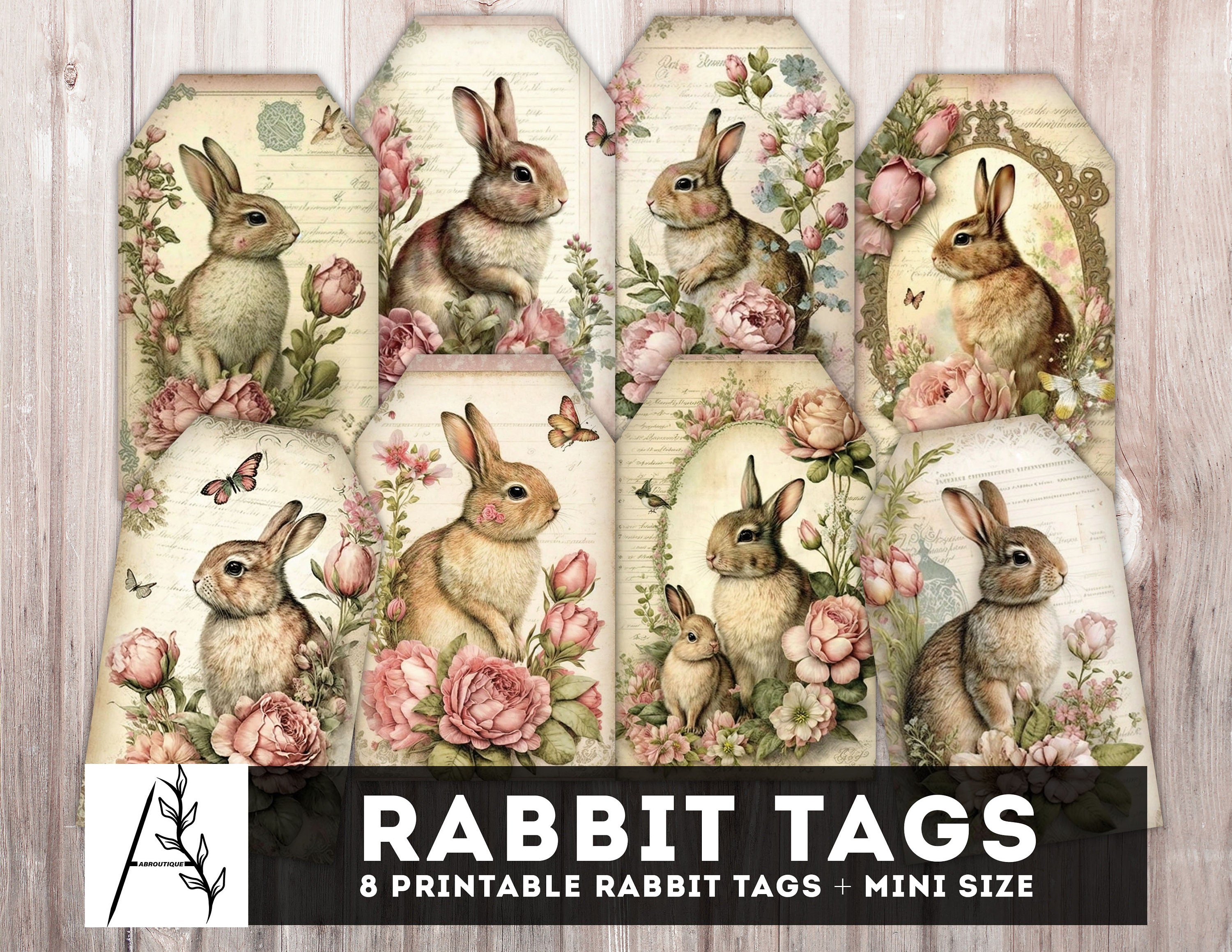 Easter Rabbit Tags Bunny Journaling Tags Printable Inserts - Etsy