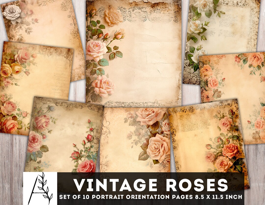 Vintage Roses Junk Journal Kit, Roses Journal Printable Pages, Junk ...