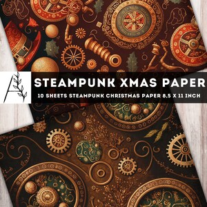 Steampunk Christmas Paper Pack, Xmas Printables, Steampunk Junk Journal ...