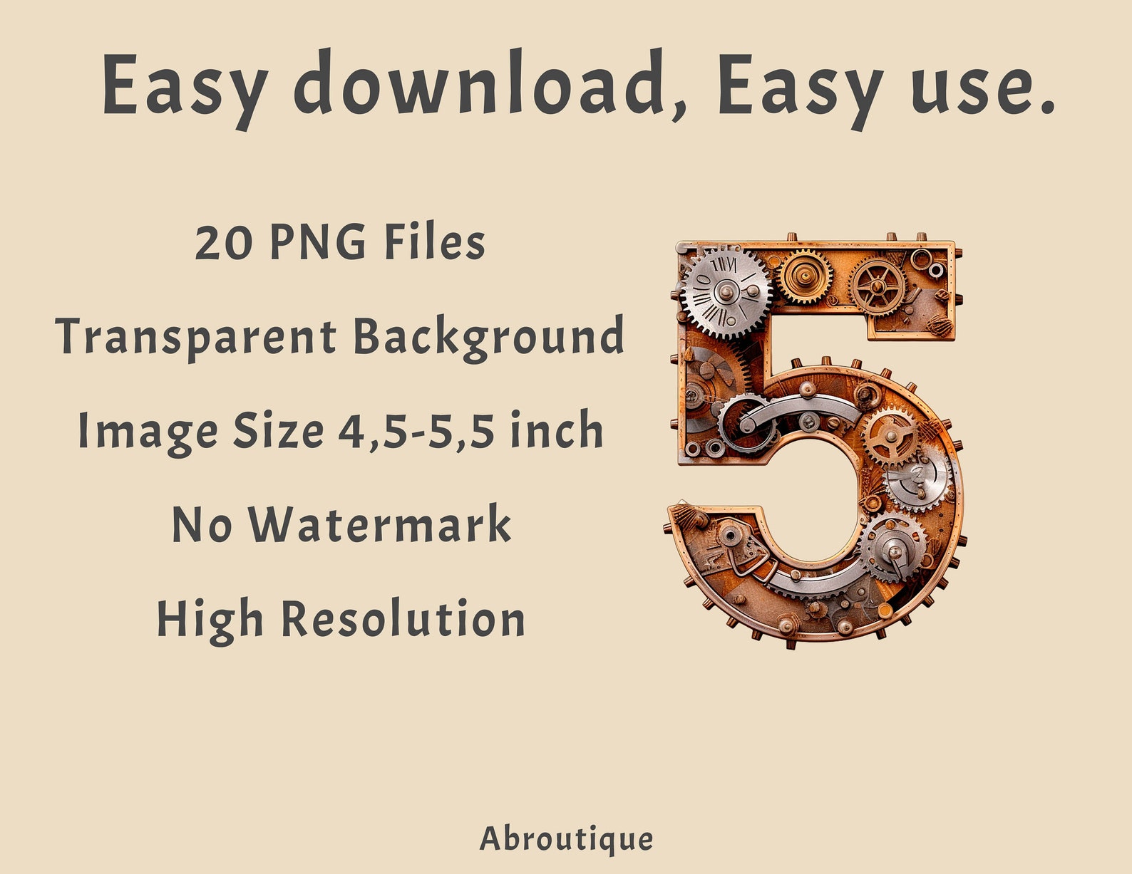 Steampunk Number Clipart, 20 PNG Different Numbers Bundle, Steampunk ...