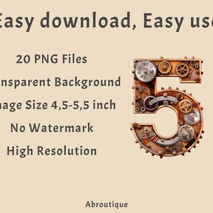 Steampunk Number Clipart, 20 PNG Different Numbers Bundle, Steampunk ...