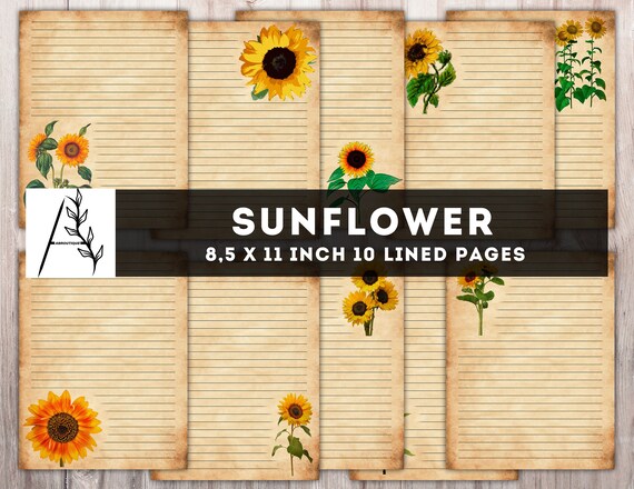 Sunflower Digital Journal Sunflower Lined Paper Sunflower - Etsy